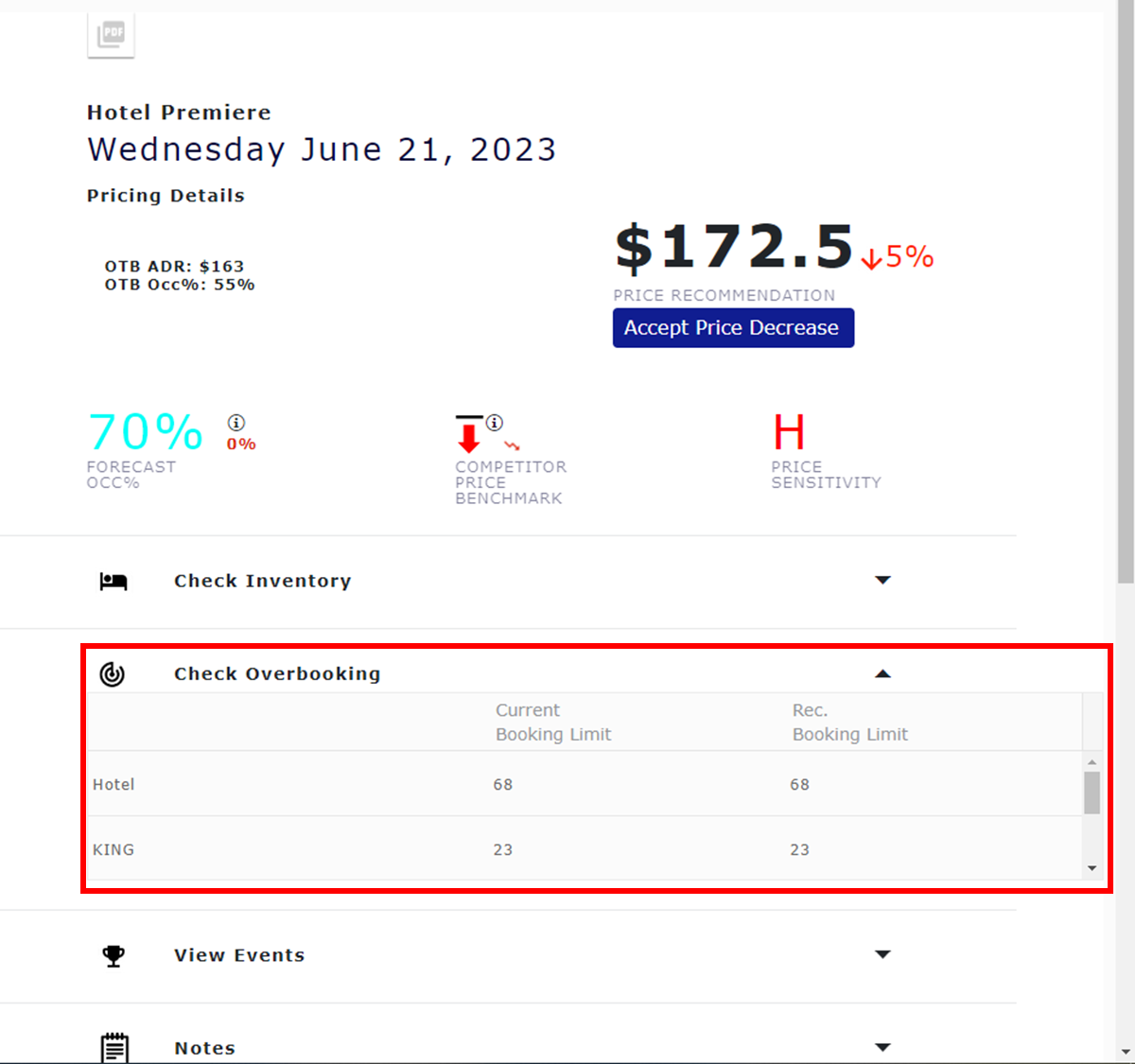 What do I see in "Check Overbooking"? – N2Pricing